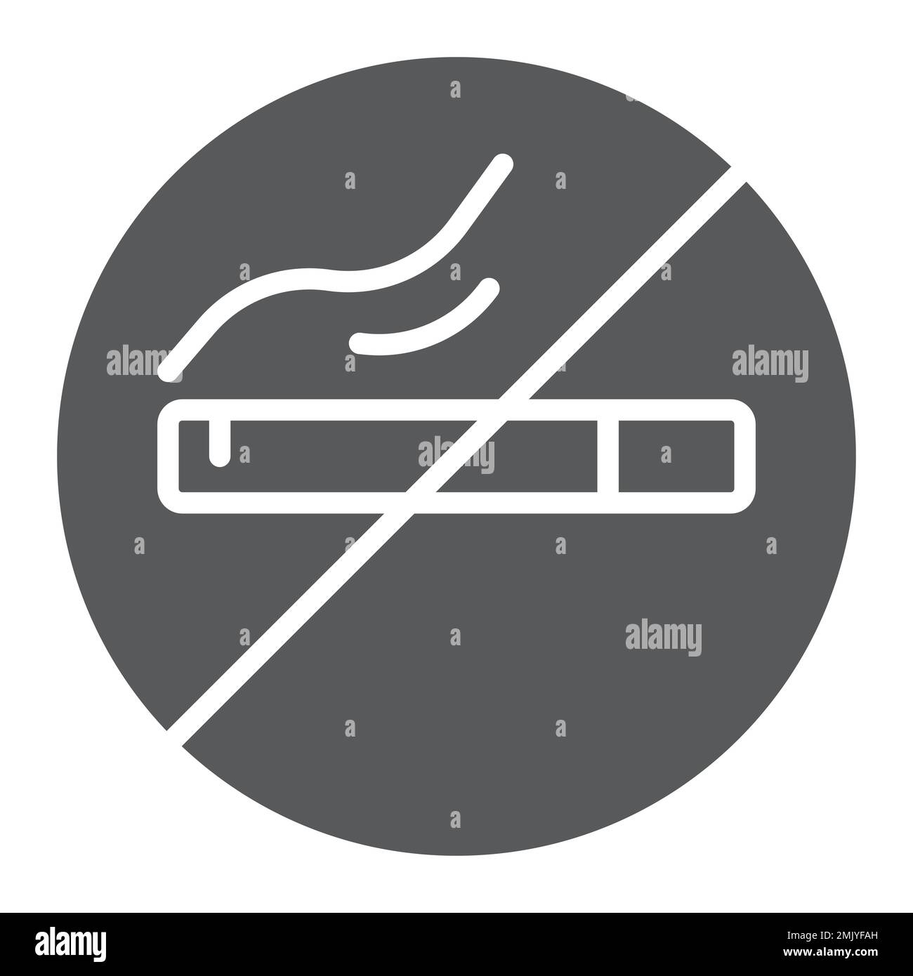No smoking glyph icon, smoke and warning, cigarette forbidden sign ...