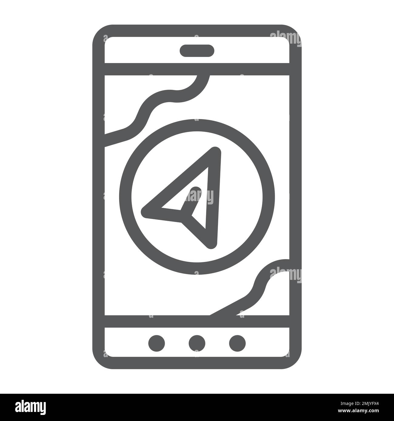 Navigation line icon, gps and location, arrow on phone screen sign, vector graphics, a linear ...