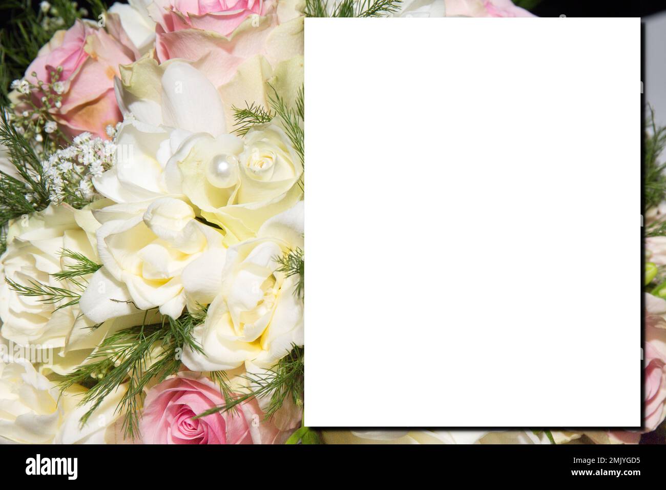 mock-up wedding pastel flowers bouquet pink roses decorated with white ...