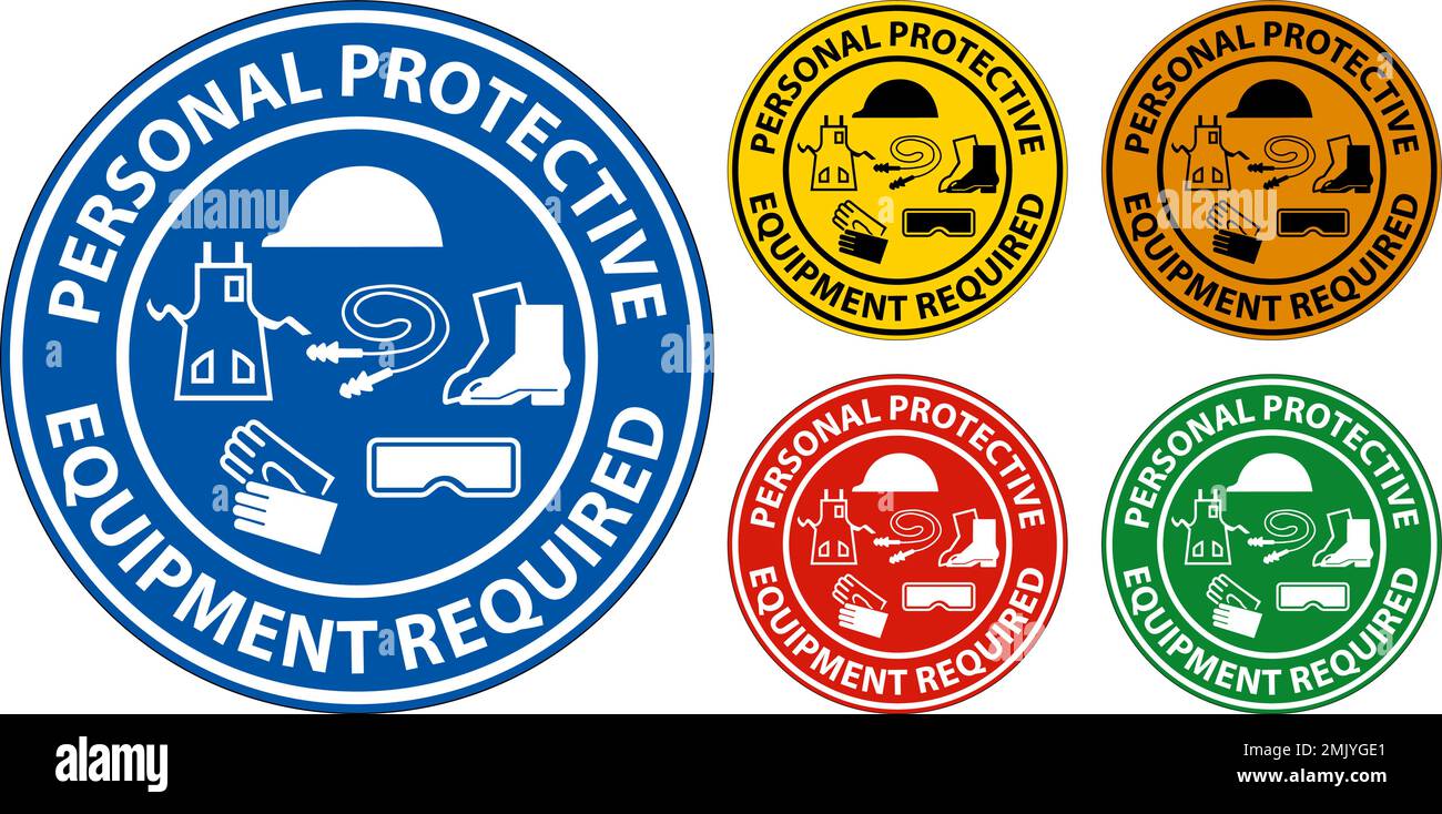 Floor Sign, Personal Protective Equipment Required Stock Vector Image ...