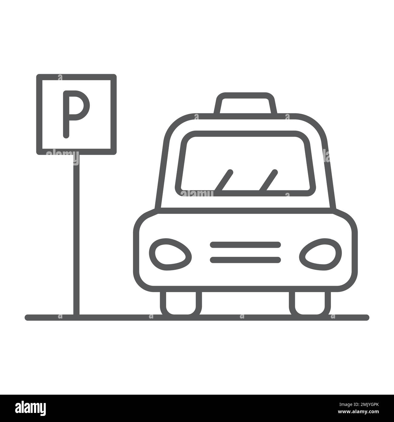 Parking thin line icon, auto and place, car zone sign, vector graphics ...