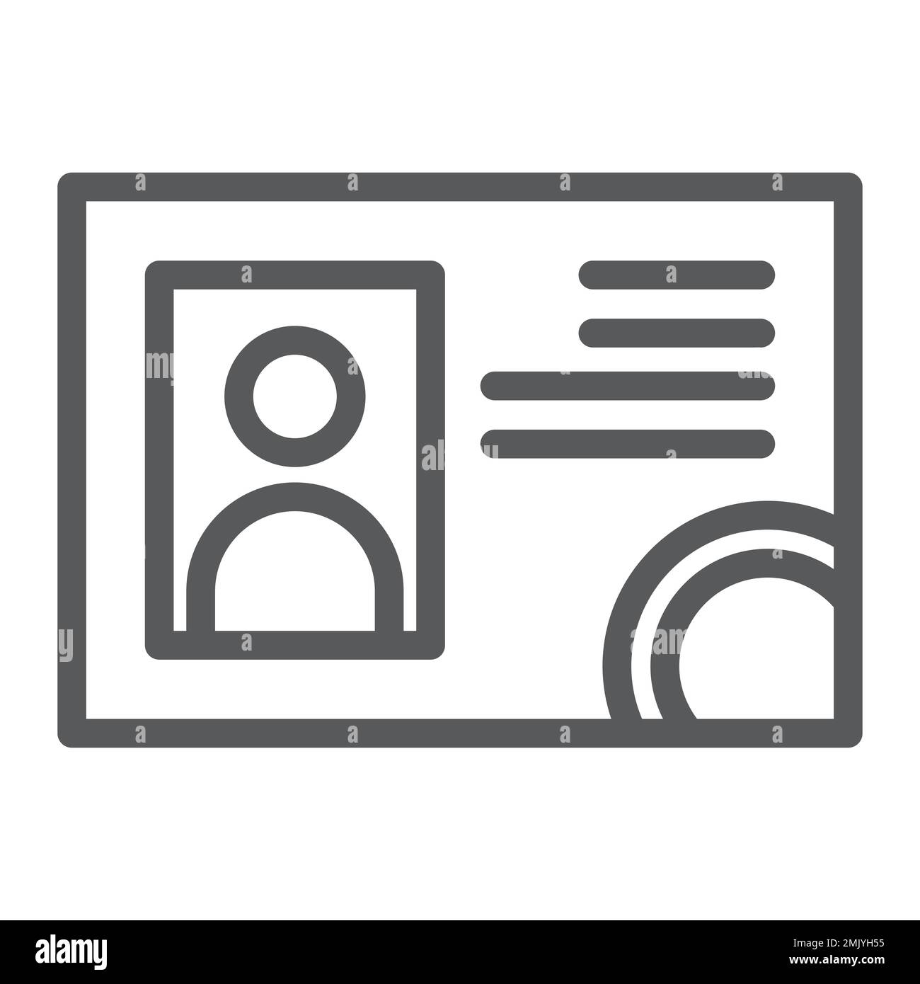 Driver license line icon, documents and card, identification sign ...