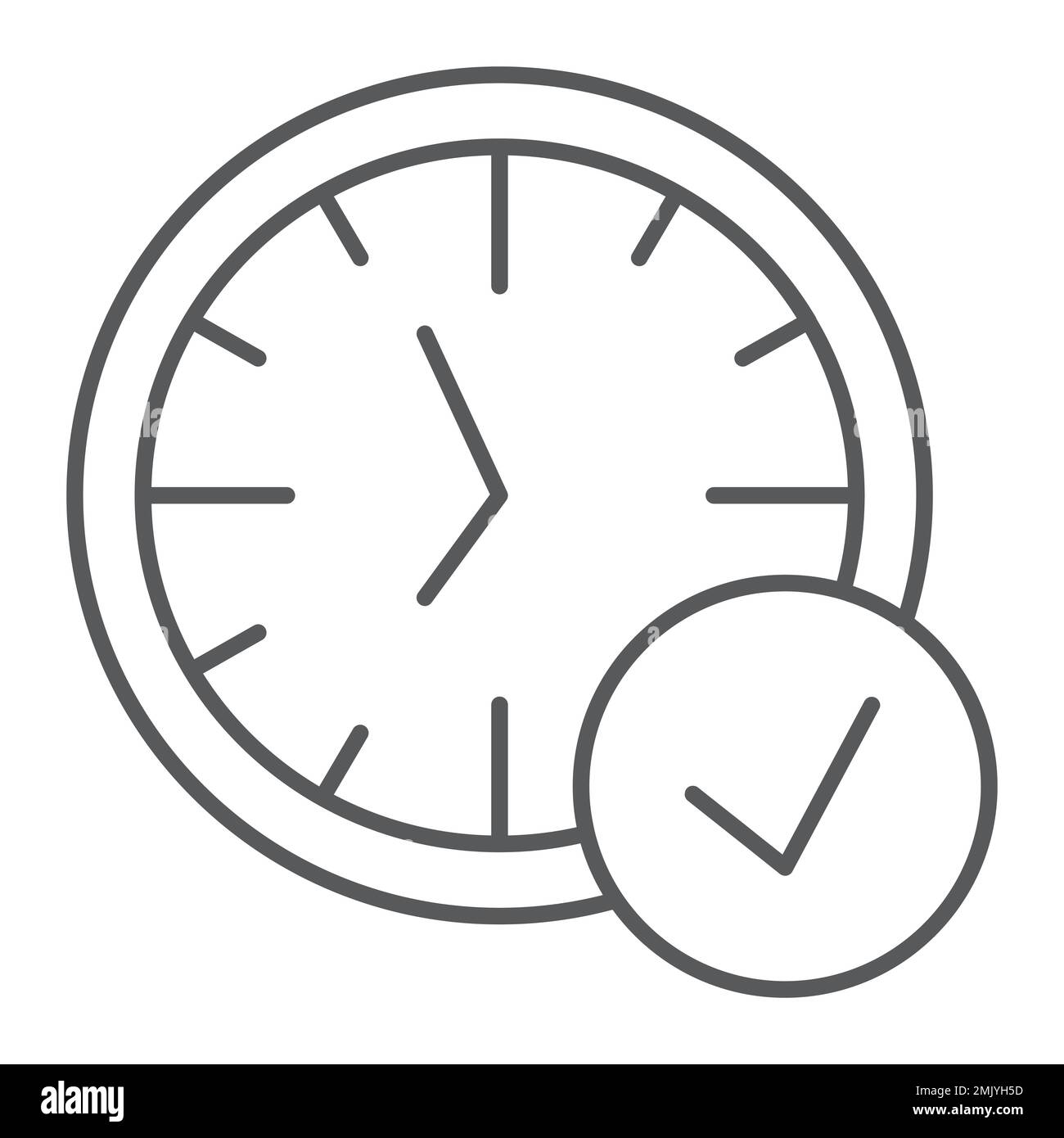 In-time thin line icon, watch and countdown, clock sign, vector ...