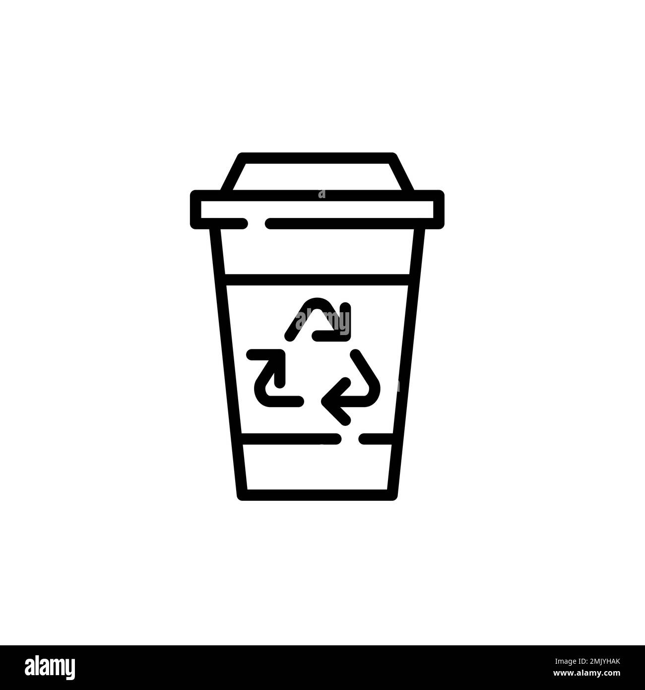 Paper coffee cup with recycle symbol. Pixel perfect, editable stroke ...