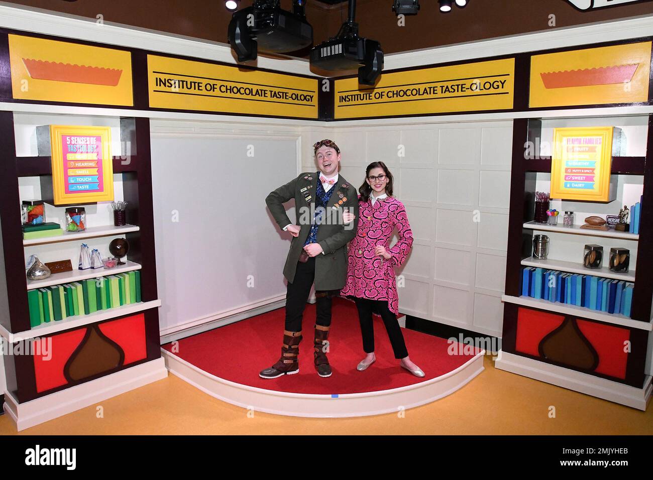 Doc Chocolate, left, and Hershey's Professor stand in Hershey Chocolate ...