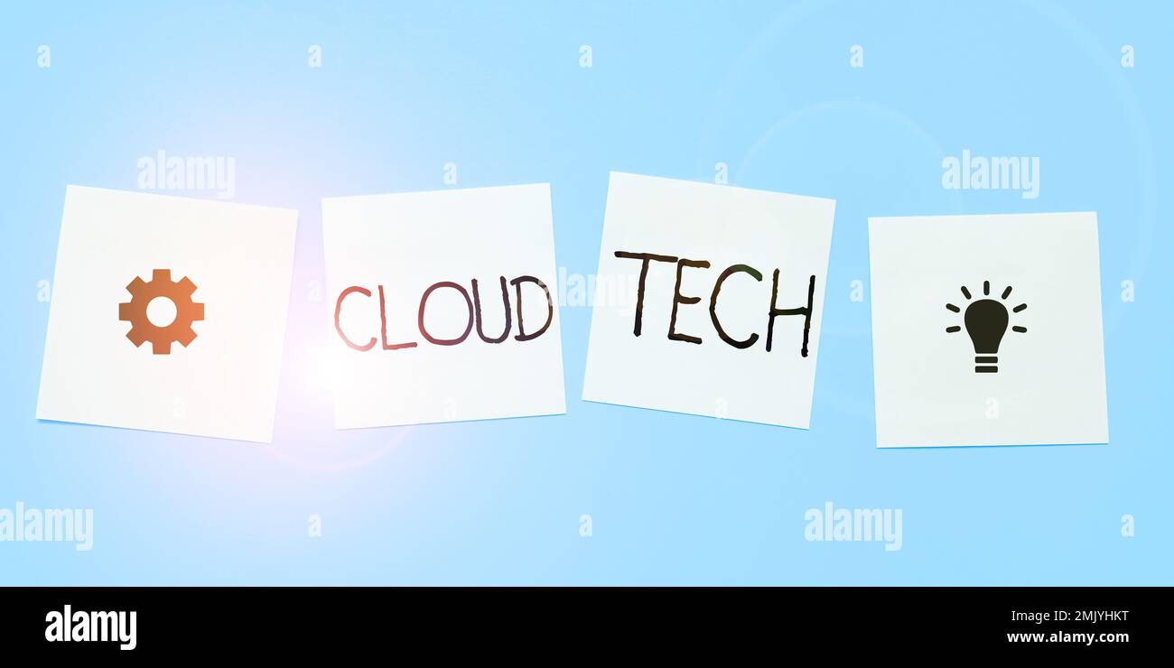 Sign Displaying Cloud Tech Word For Storing And Accessing Data And