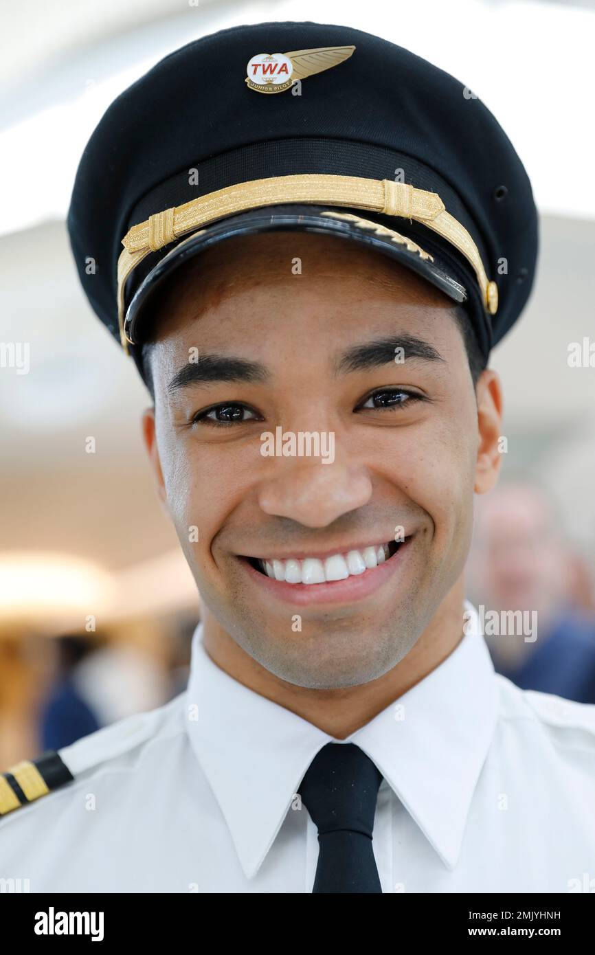 Gabriel Alvarez poses for a photo in an early TWA pilot's uniform while ...
