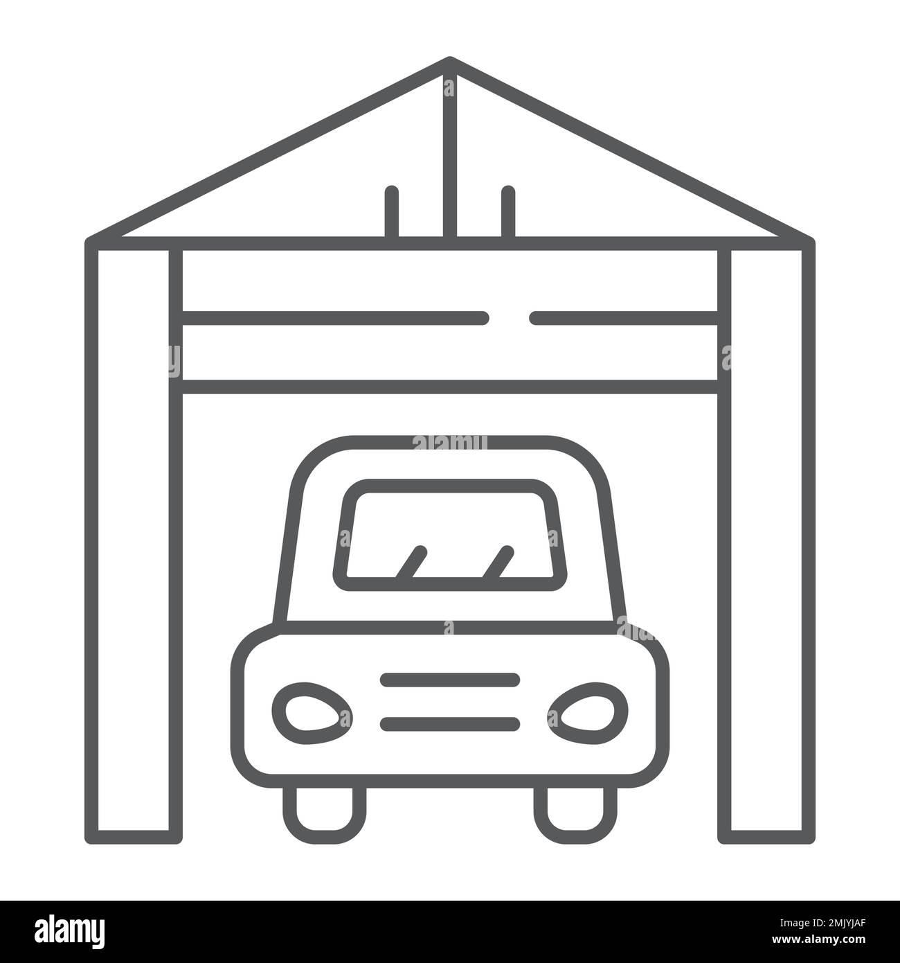 Garage thin line icon, auto and parking, car house sign, vector ...