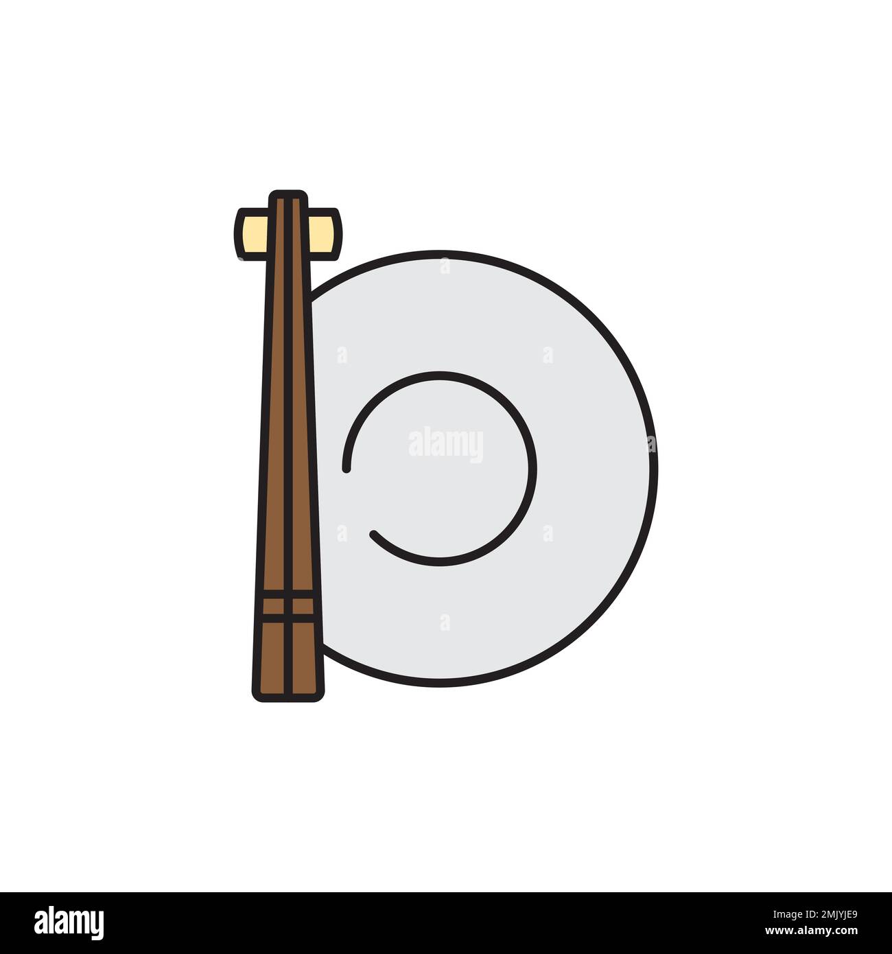 Chopsticks and plate filled color icon. linear style sign for mobile ...
