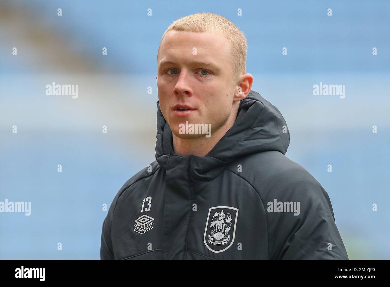 Jacob Chapman #13 of Huddersfield Town arrives ahead of the Sky Bet Championship match Coventry ...