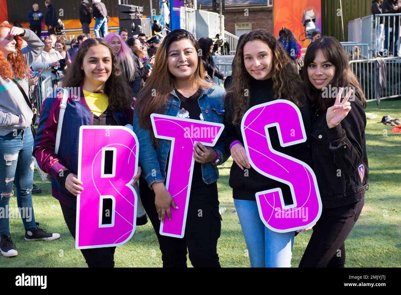 Fans of South Korean boy band BTS attend a concert on ABC's "Good ...