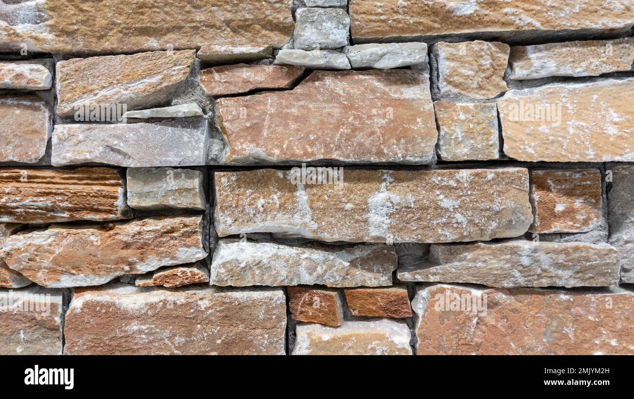 facade brick stone wall background of bricks line horizontal stones ...