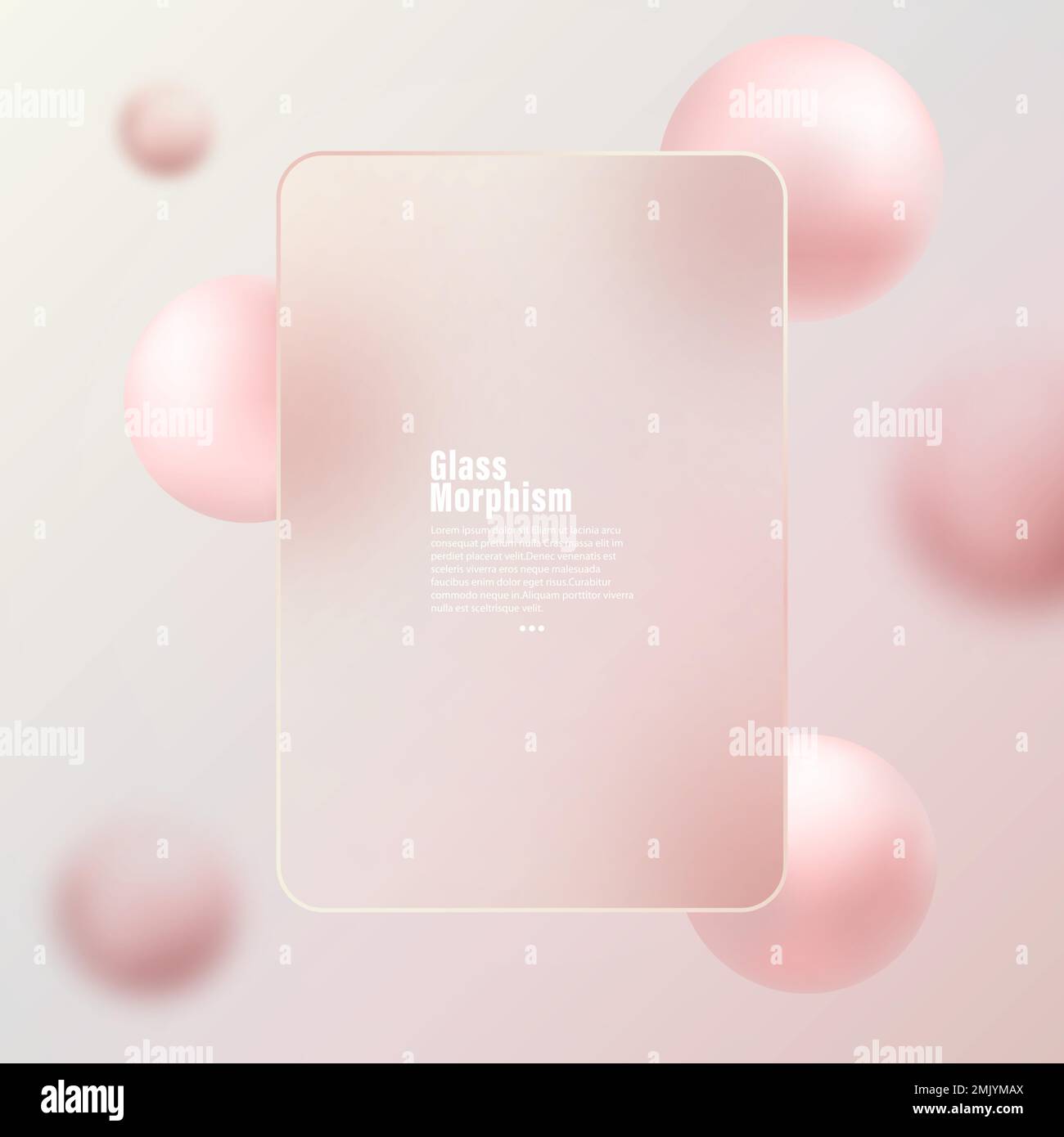 Glass morphism, floating blurred spheres, pink geometric shapes ...