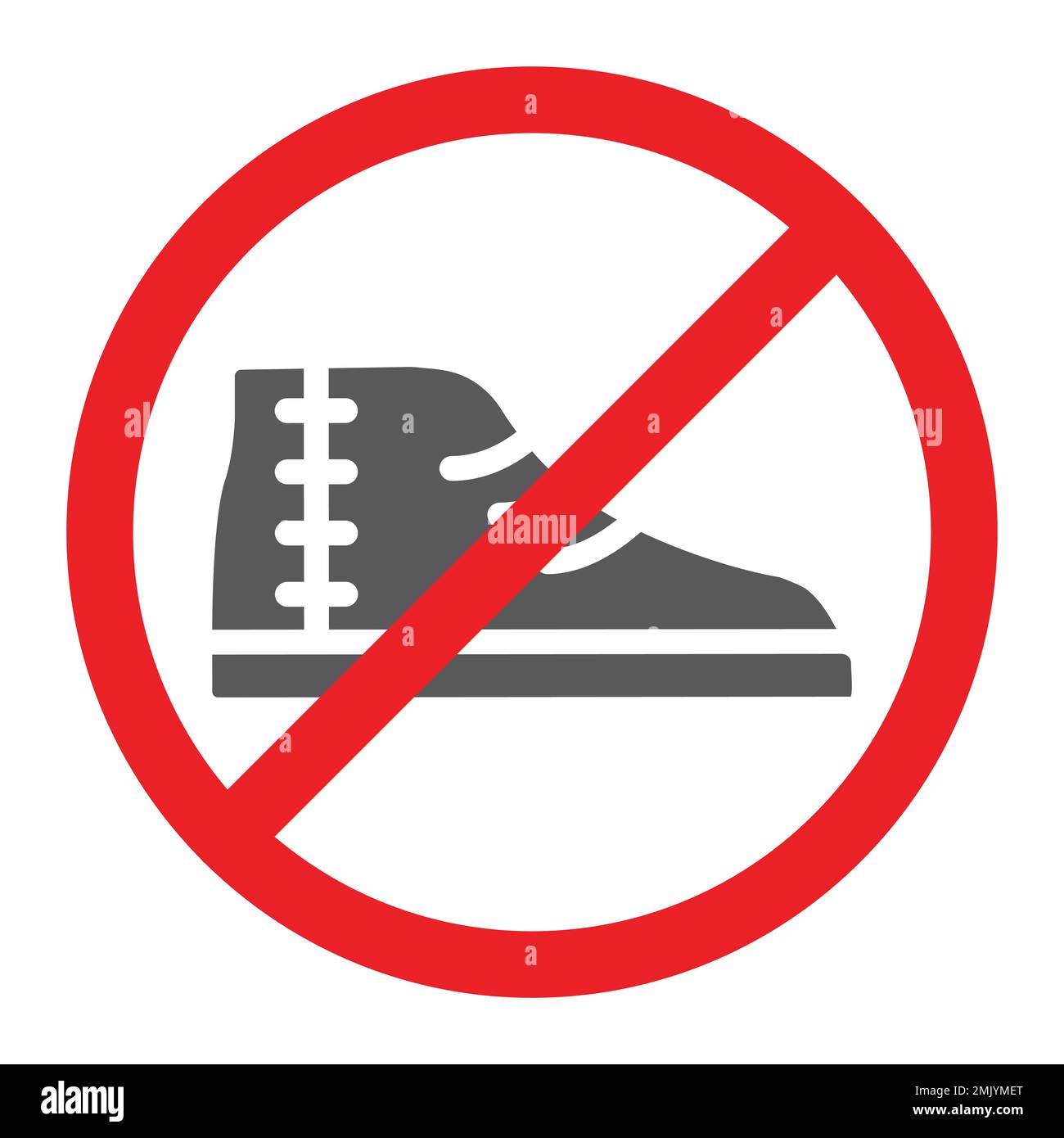 No footwear glyph icon, prohibited and forbidden, no shoes sign, vector ...