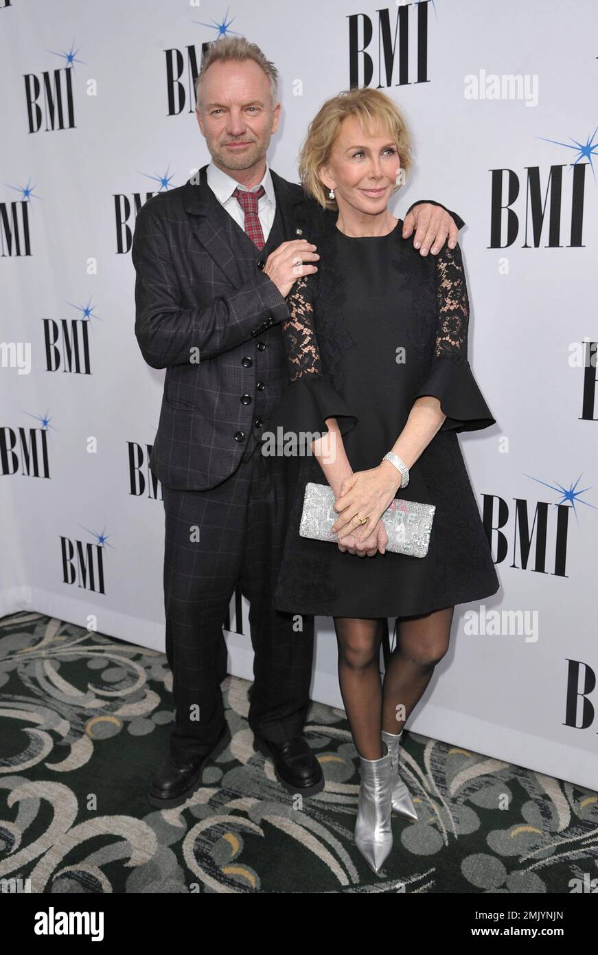 Honoree Sting, left, and Trudie Styler arrive at the 67th annual BMI ...