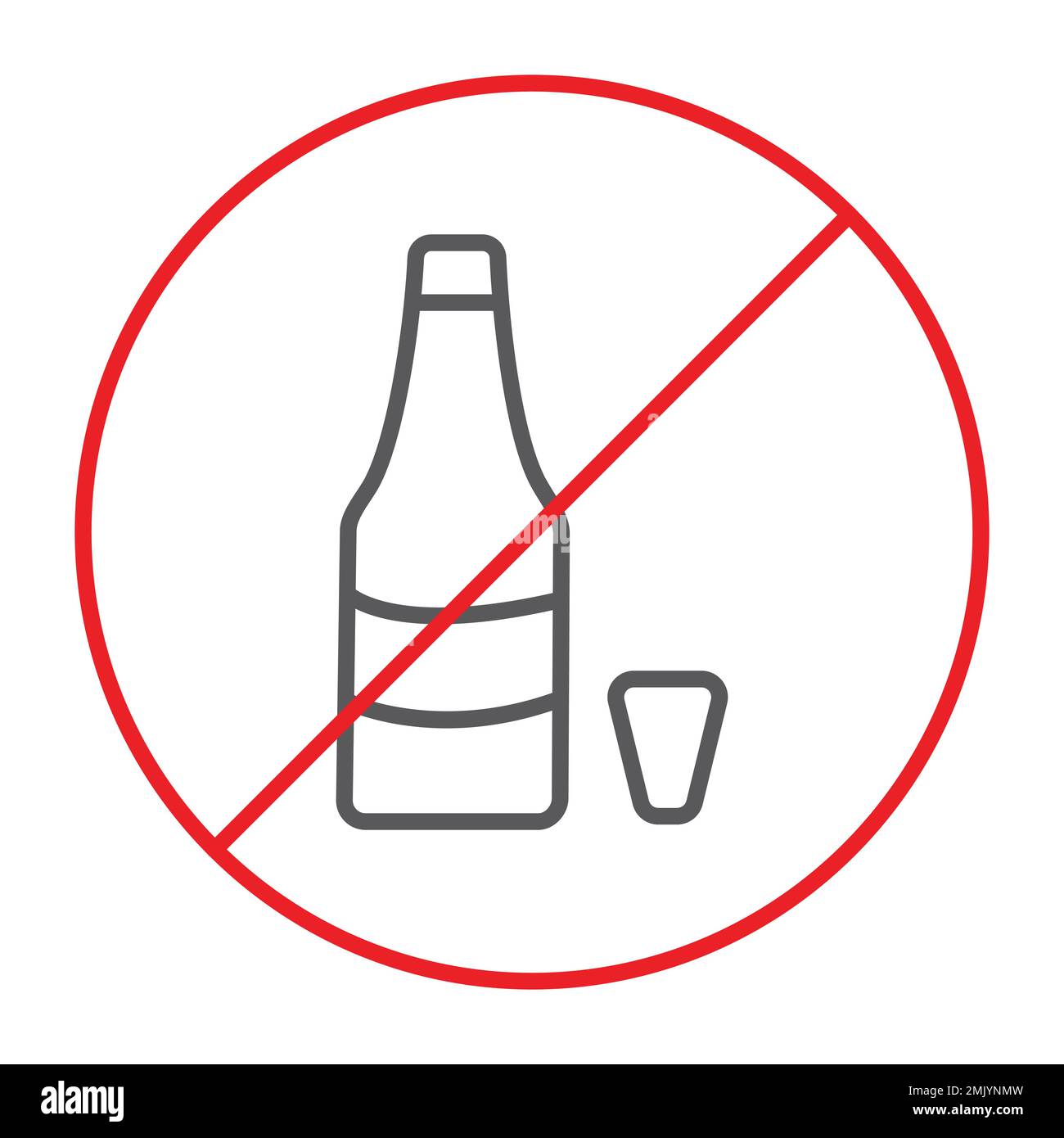 No alcohol thin line icon, prohibited and ban, no drink sign, vector ...