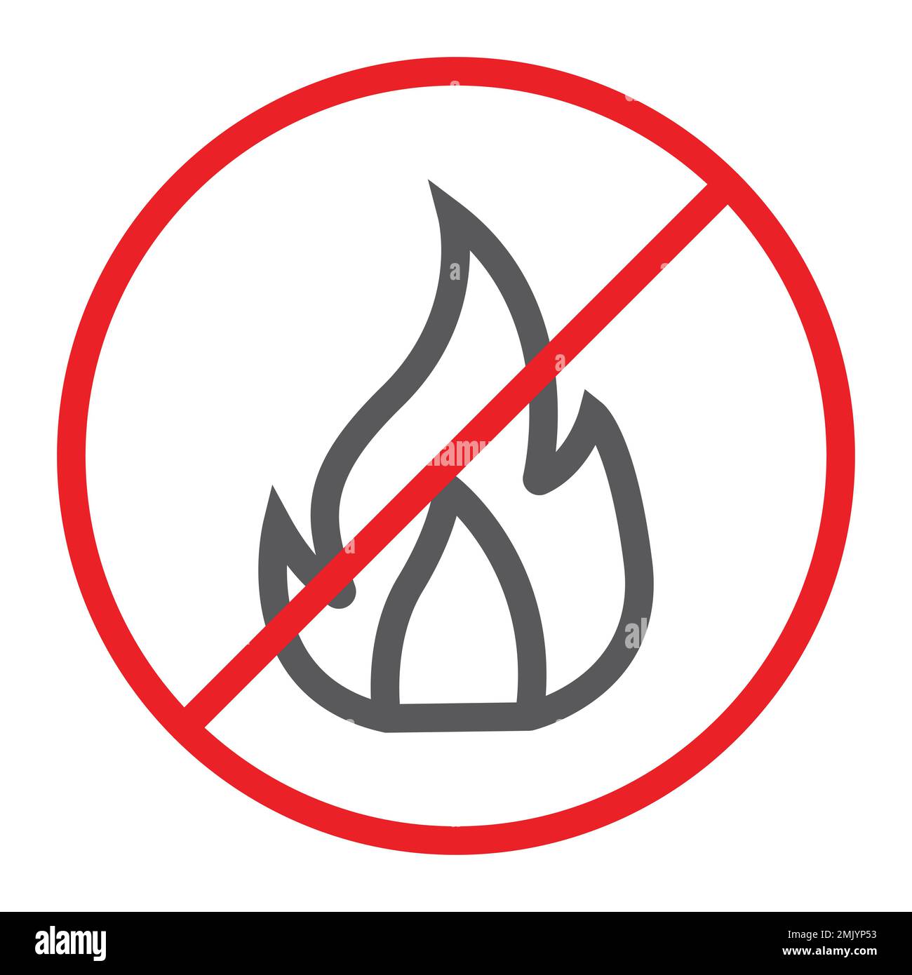 No fire line icon, prohibited and warning, no flame sign, vector ...