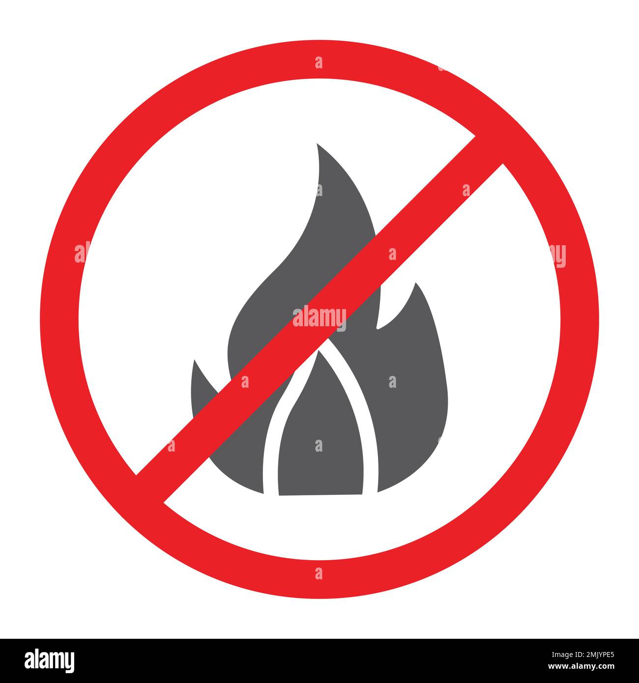 No fire glyph icon, prohibited and warning, no flame sign, vector ...