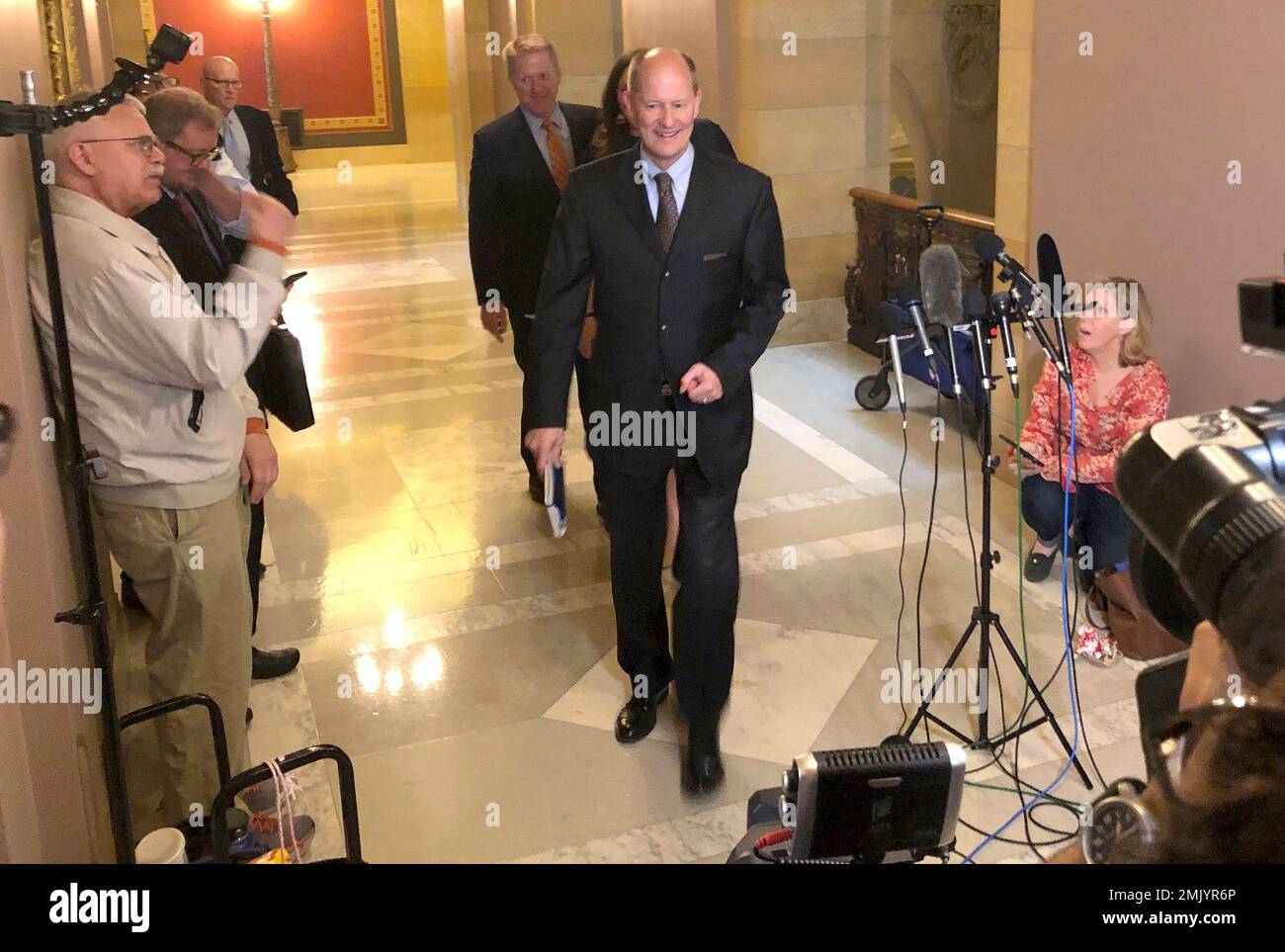 Republican Minnesota Senate Majority Leader Paul Gazelka walks past ...