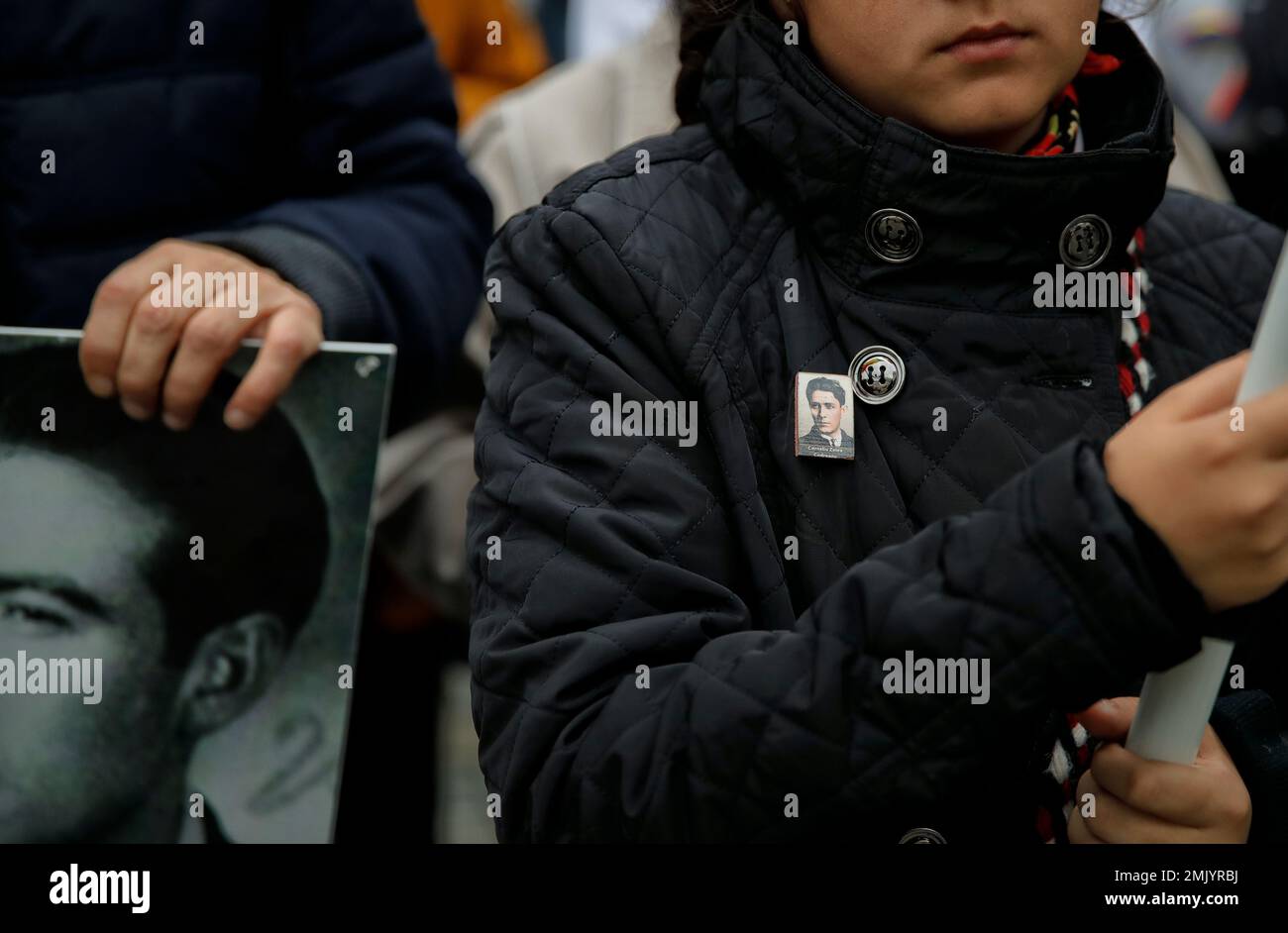 A badge depicting Iron Guard leader Corneliu Zelea Codreanu is pinned ...