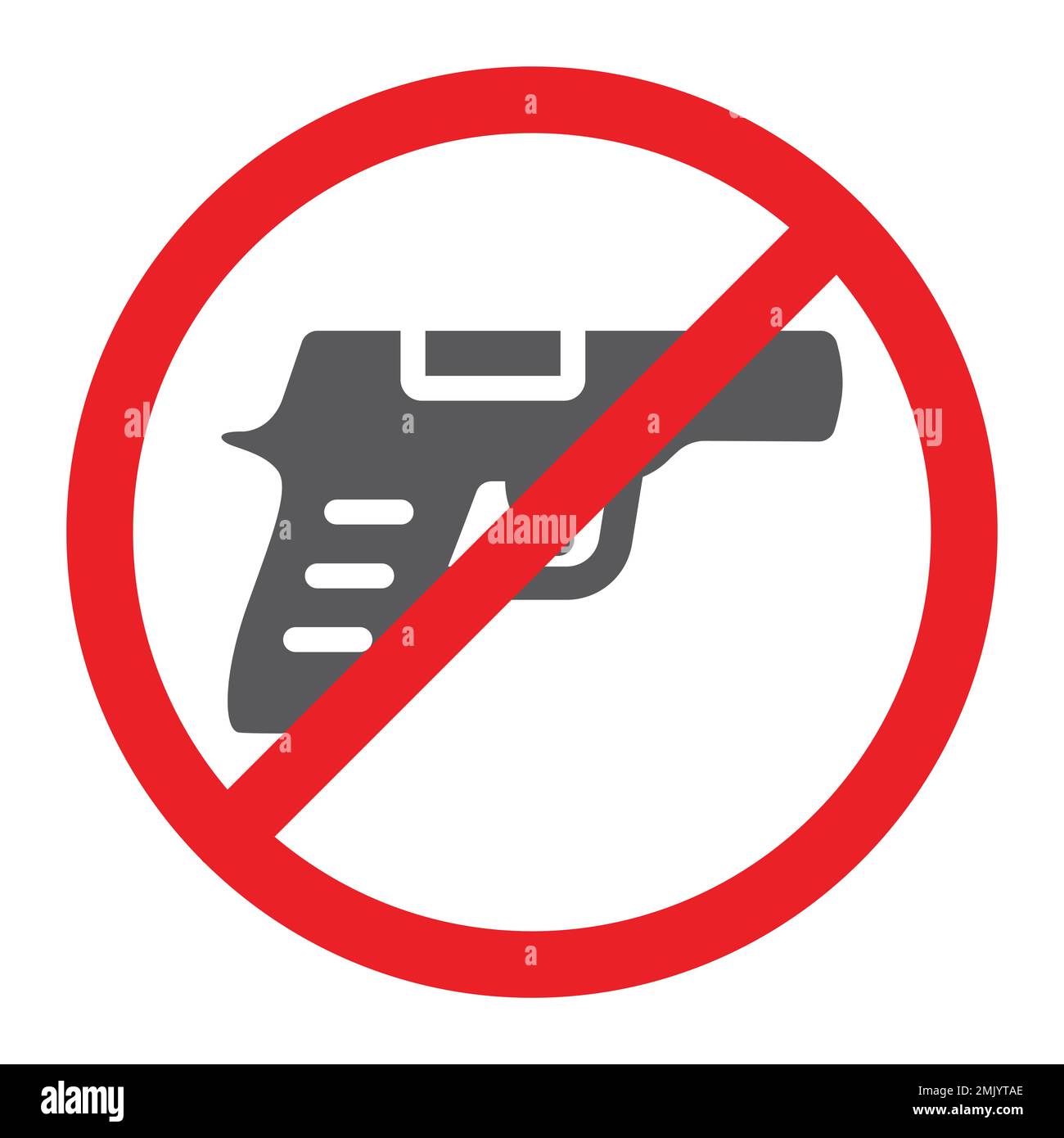 No gun glyph icon, prohibited and restriction, no weapon sign, vector ...