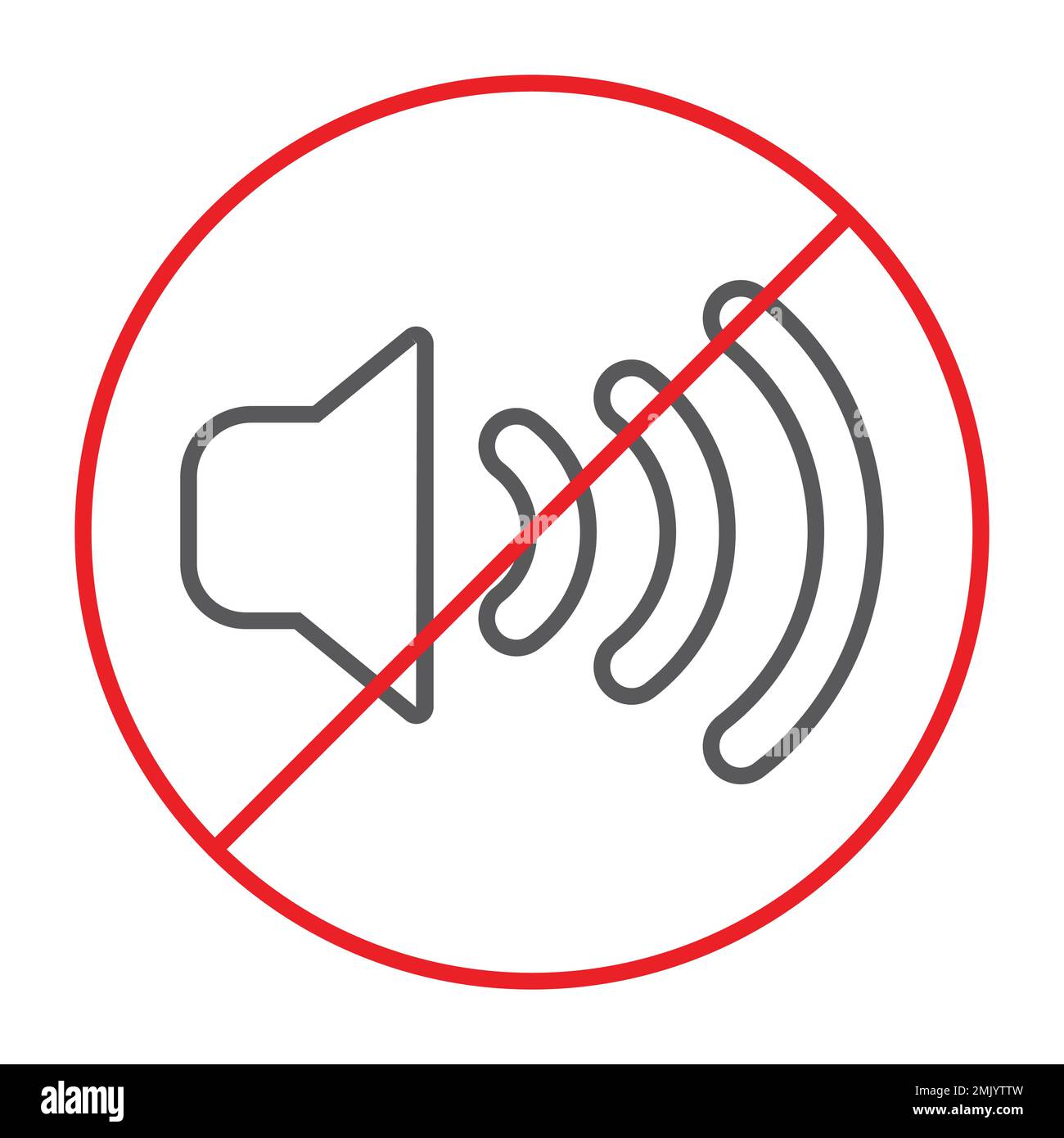 No sound thin line icon, prohibited and silence, no noise sign, vector ...