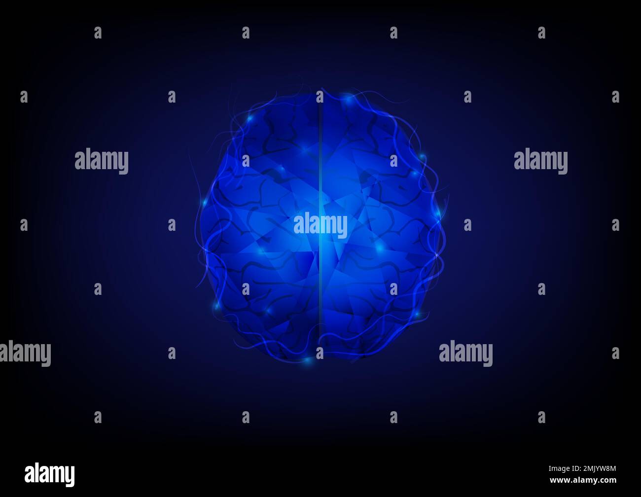Polygon human brain on futuristic technology background. Vector ...