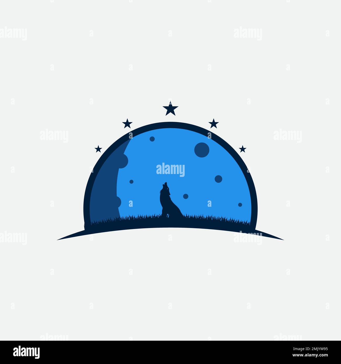 Moon and wolf logo template, easy to create and suitable for companies ...