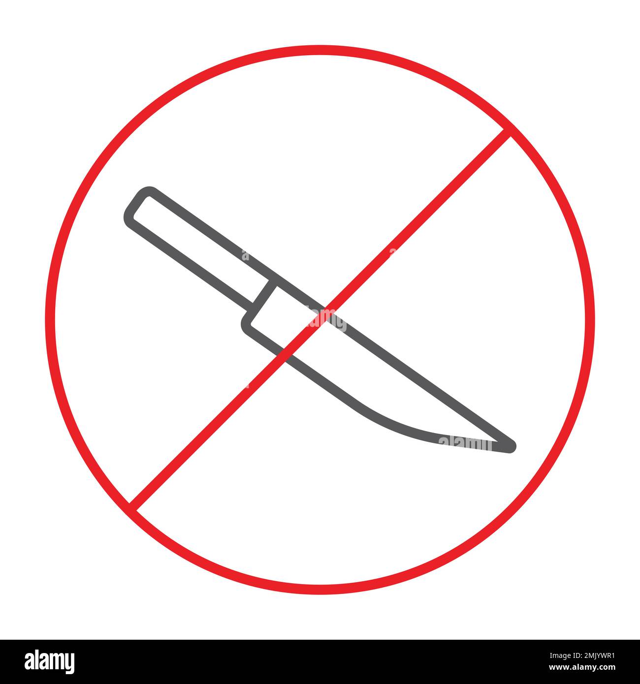 No knife thin line icon, prohibited and forbidden, no sharp sign ...