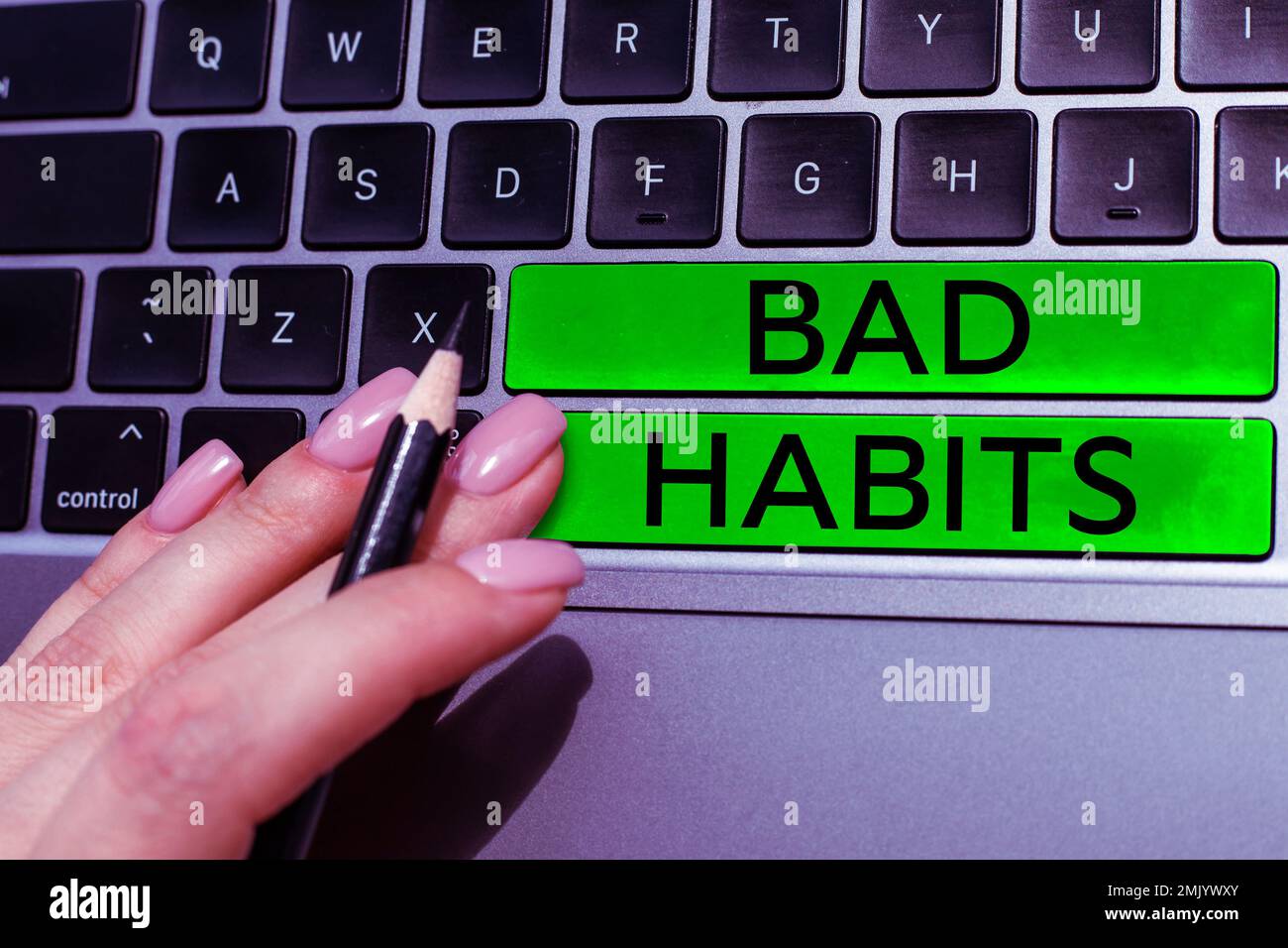 Text sign showing Bad Habits. Business approach the uncontrollable ...