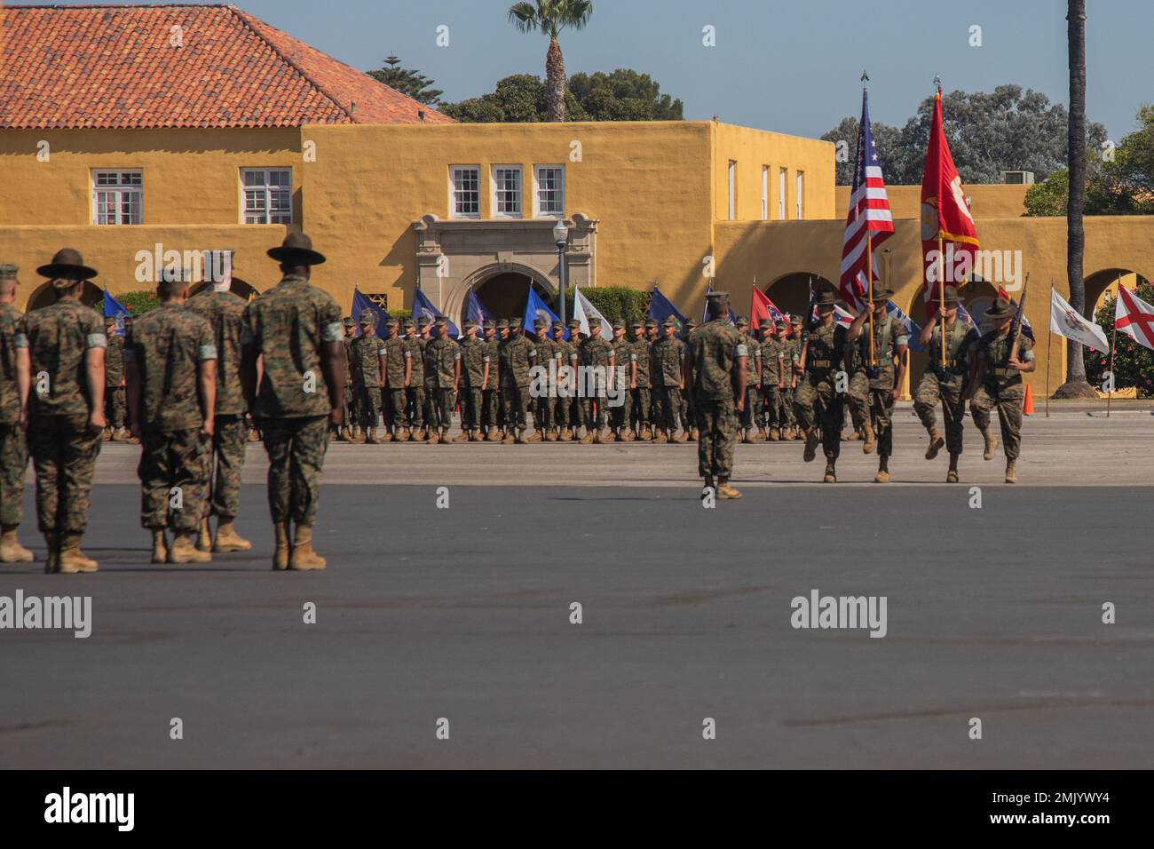 U.S. Marines with the Marine Corps Recruit Depot (MCRD) San Diego Color ...