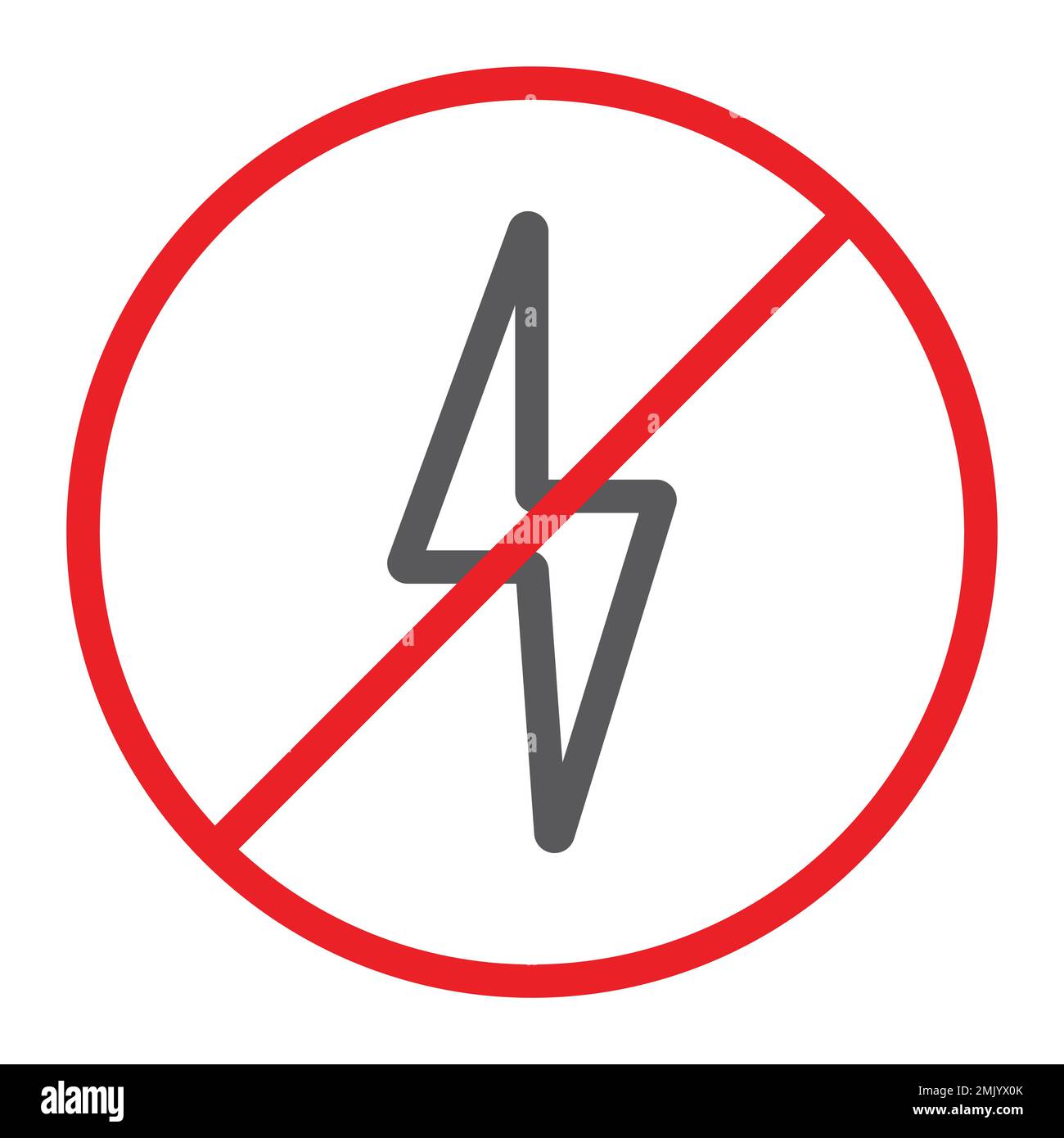 No electricity line icon, prohibited and ban, no lightning sign, vector ...