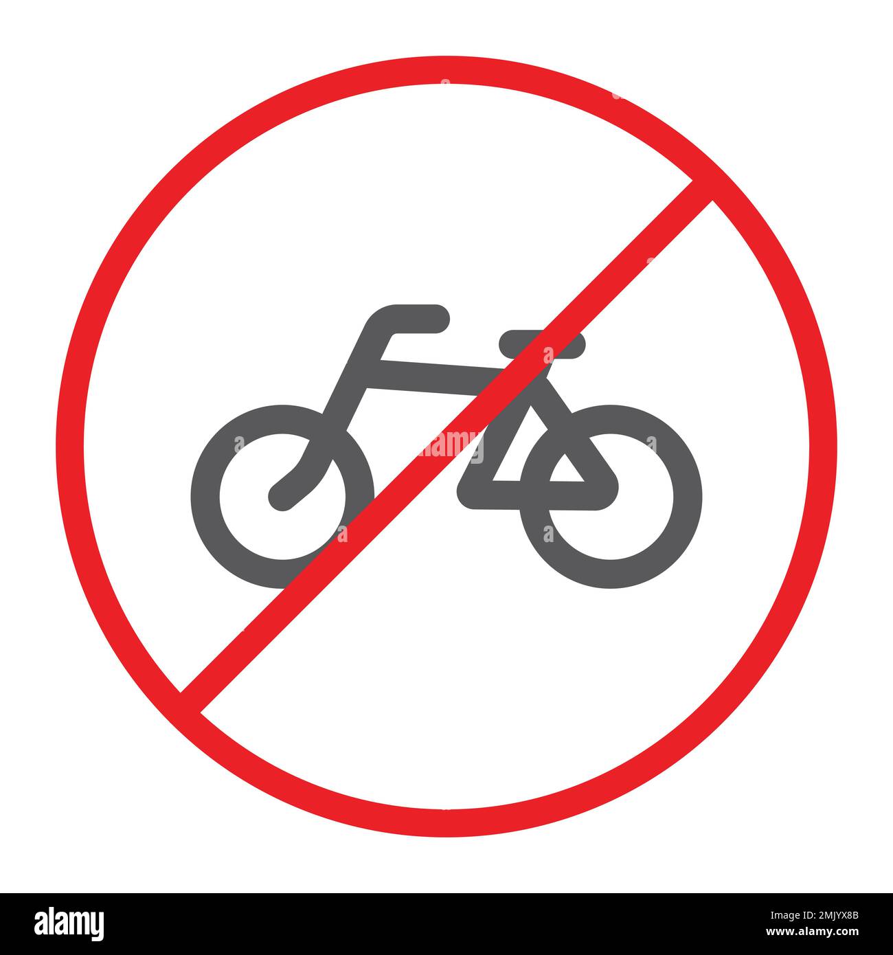 No bicycle line icon, prohibited and regulation, no cycle sign, vector ...