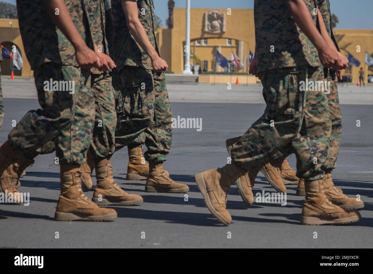 U.S. Marines with Golf Company, 2nd Recruit Training Battalion, march ...