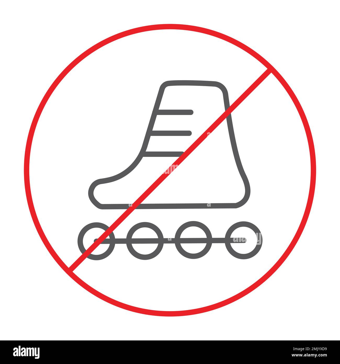 No roller skates thin line icon, prohibited and regulation, no skating ...