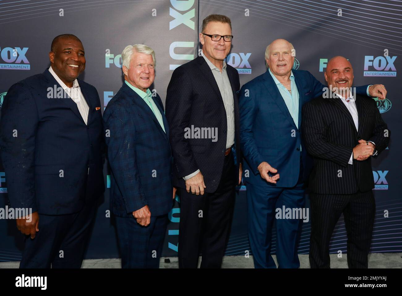 Curt Menefee, from left, Jimmy Johnson, Howie Long, Terry Bradshaw and ...