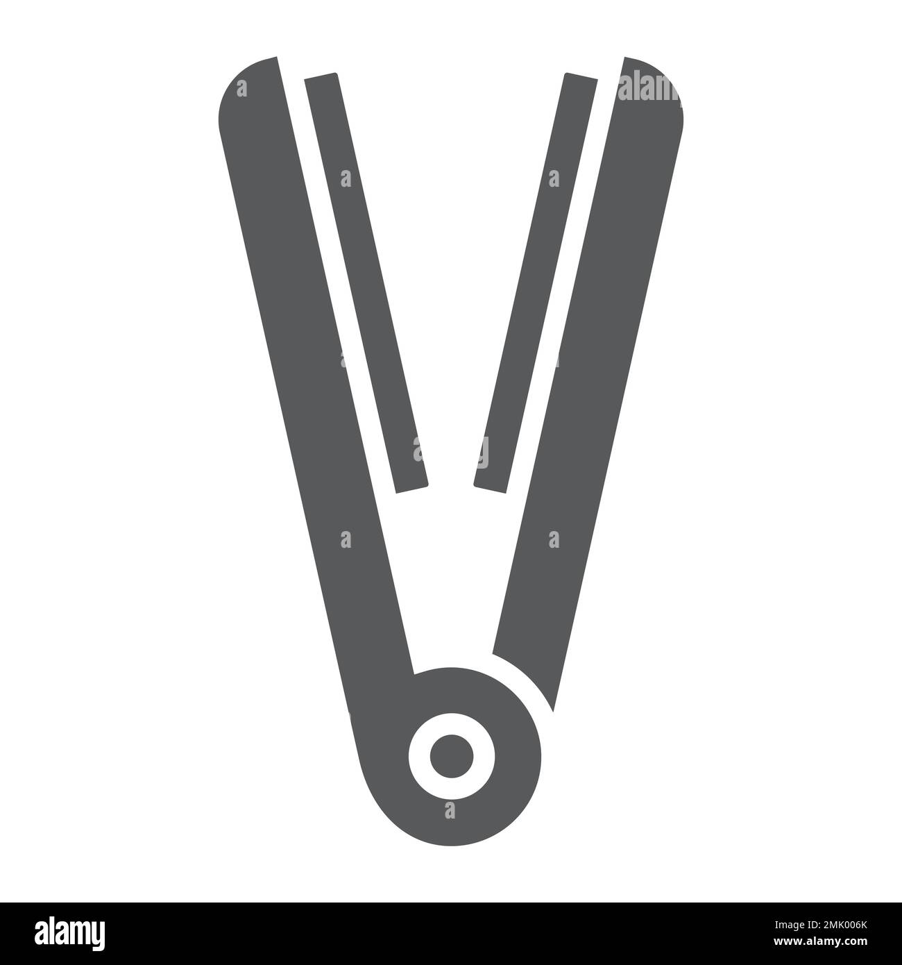 Styling iron glyph icon, hairstyle and appliance, hair straightener ...