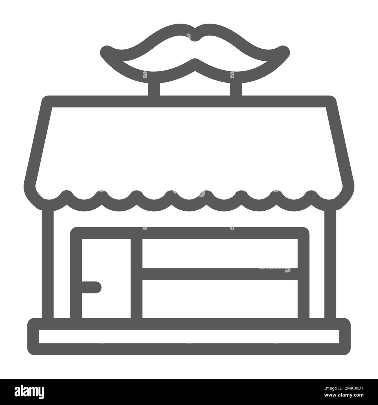 Barber shop line icon, hairdressing and house, building sign, vector ...