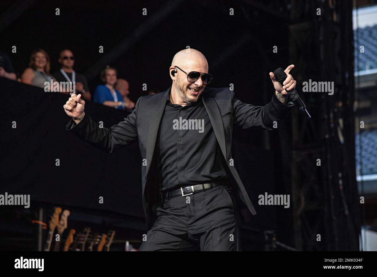 Pitbull performs on stage at KAABOO Texas at AT&T Stadium on Sunday ...