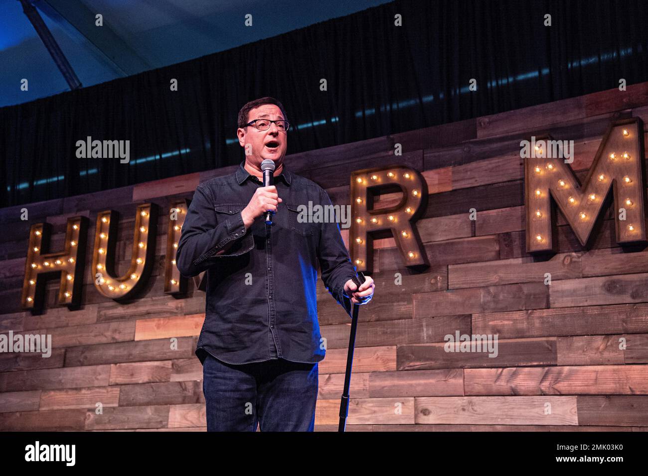 Comedian Bob Saget performs on stage at KAABOO Texas at AT&T Stadium on ...