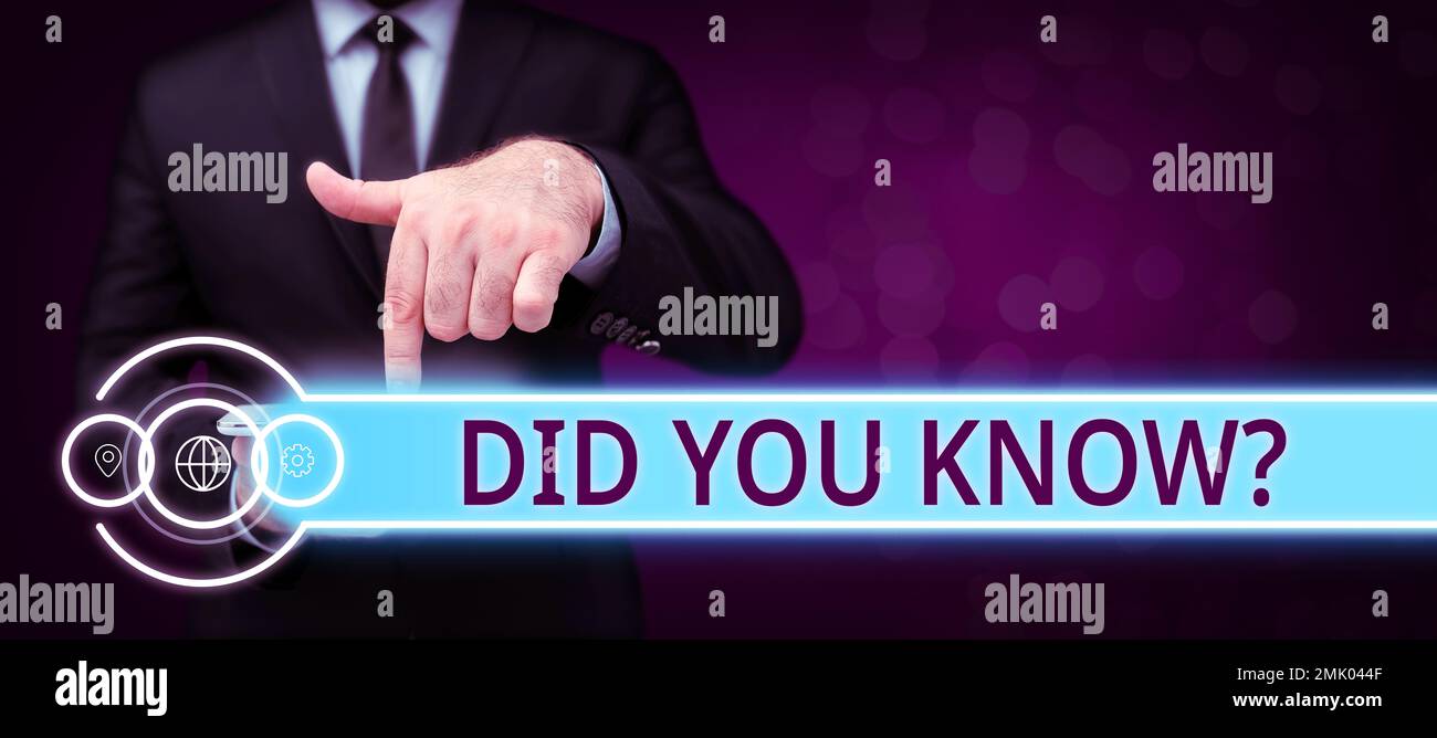 Text sign showing Did You Know. Concept meaning Fun Facts and Figures ...