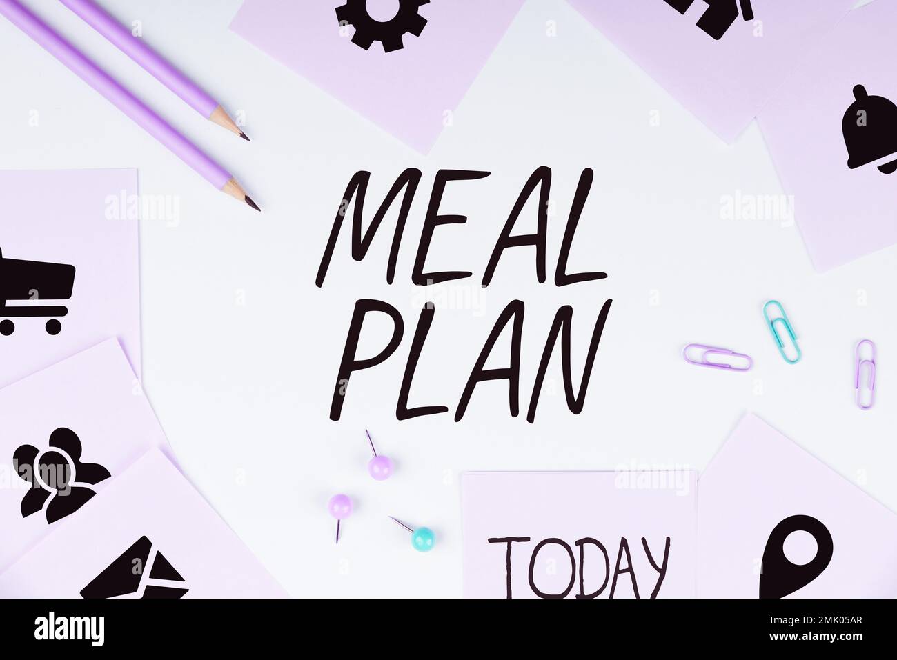 Hand writing sign Meal Plan. Business showcase arrangement scheme of ...
