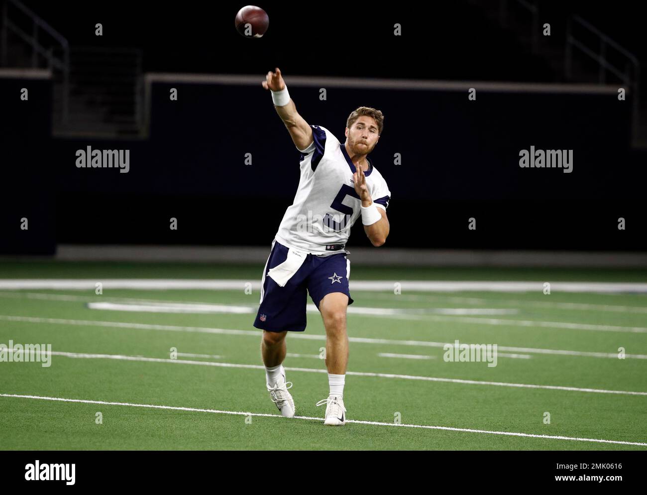 Dallas Cowboys rookie quarterback Phillip Nelson (5) throws a pass ...