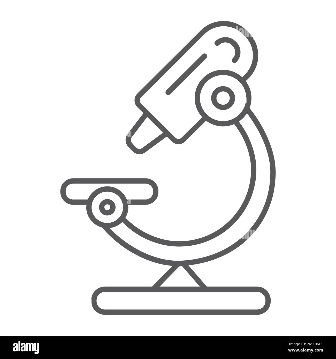 Microscope thin line icon, science and lab, lens sign, vector graphics ...