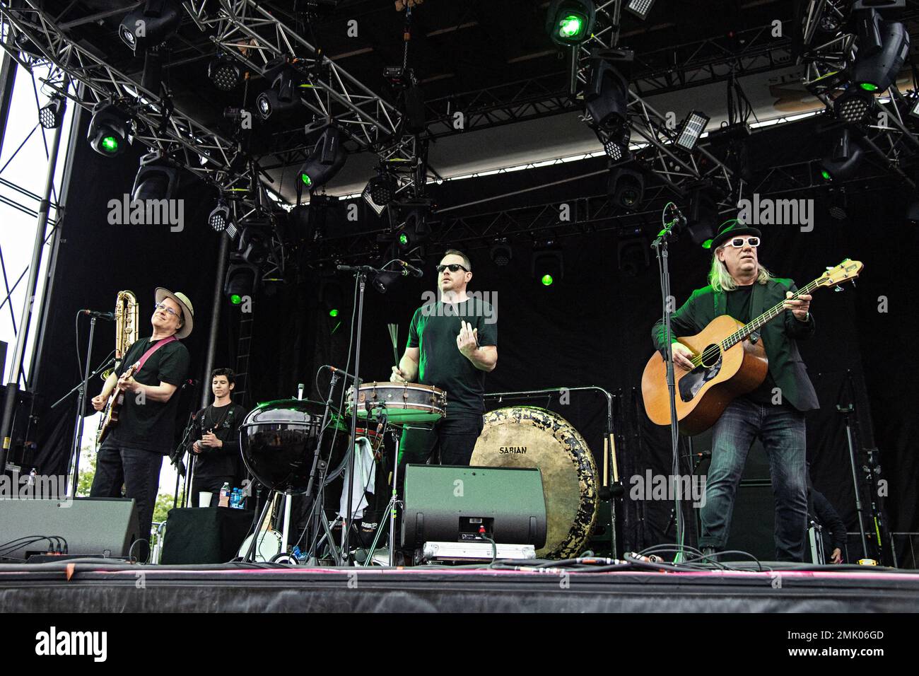 Gordon Gano, from left, John Sparrow, and Brian Ritchie of Violent Femmes seen at KAABOO Texas ...