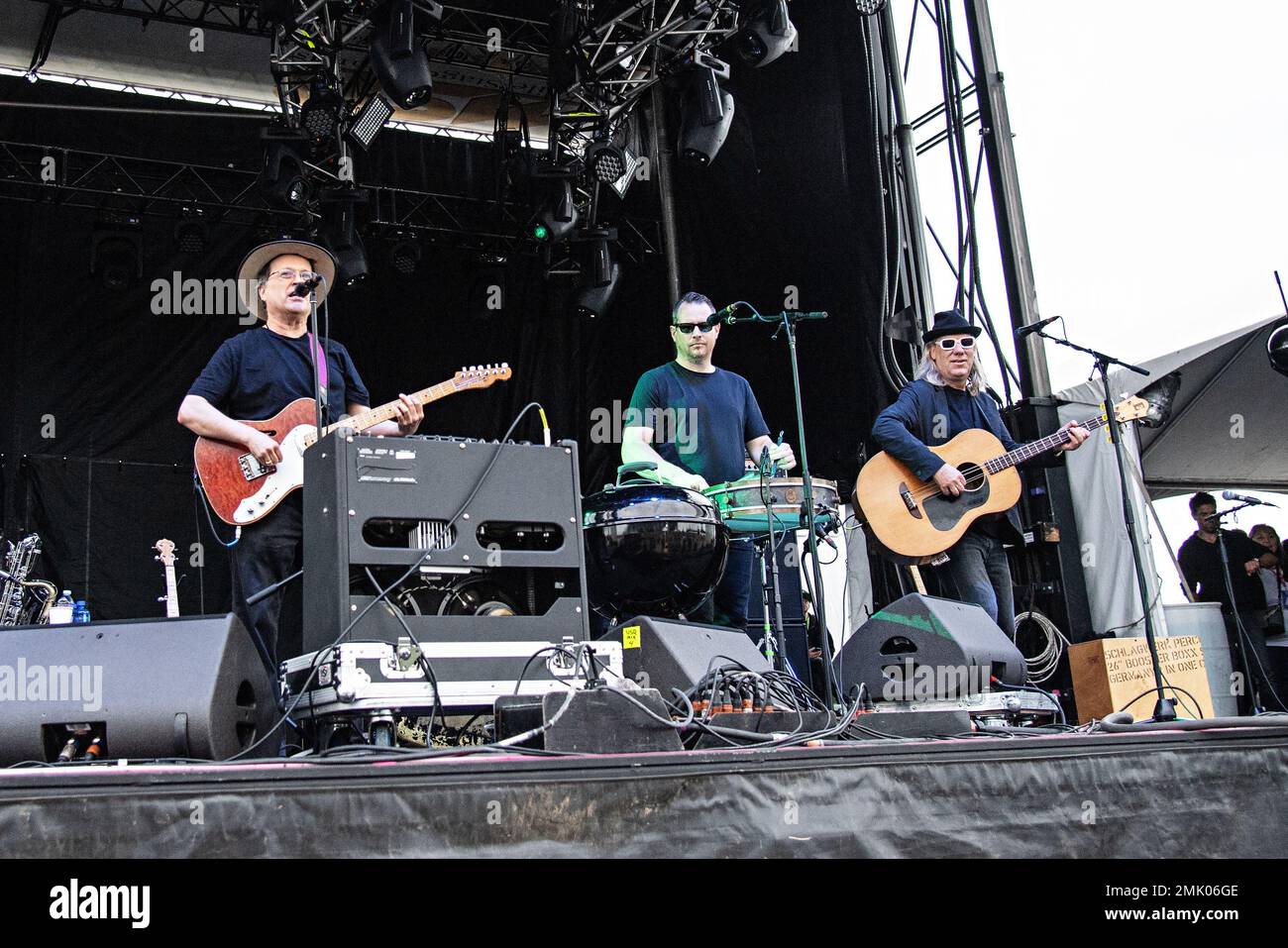 Gordon Gano, from left, John Sparrow, and Brian Ritchie of Violent Femmes seen at KAABOO Texas ...