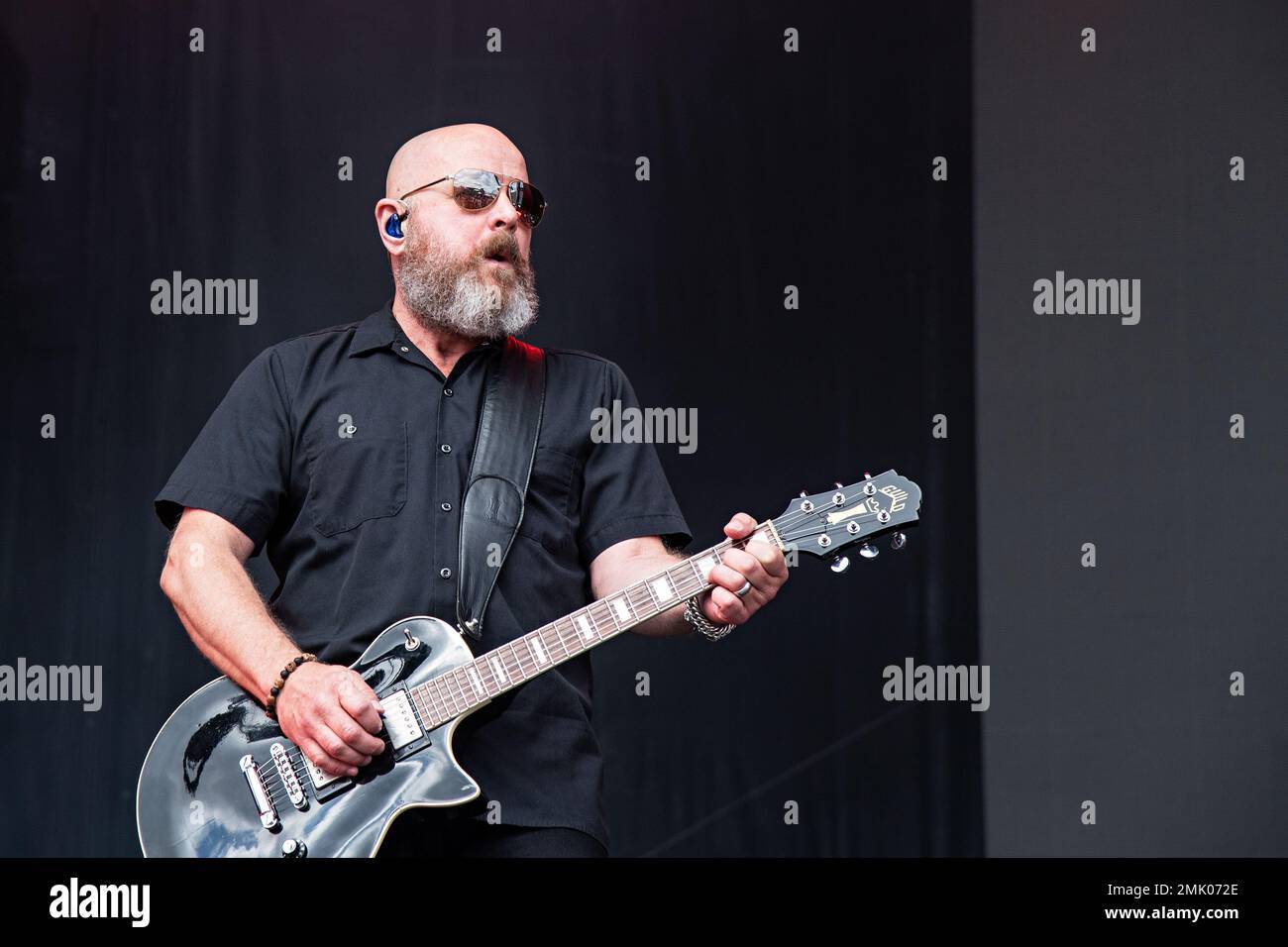 Steve Marker of Garbage seen at KAABOO Texas at AT&T Stadium on ...