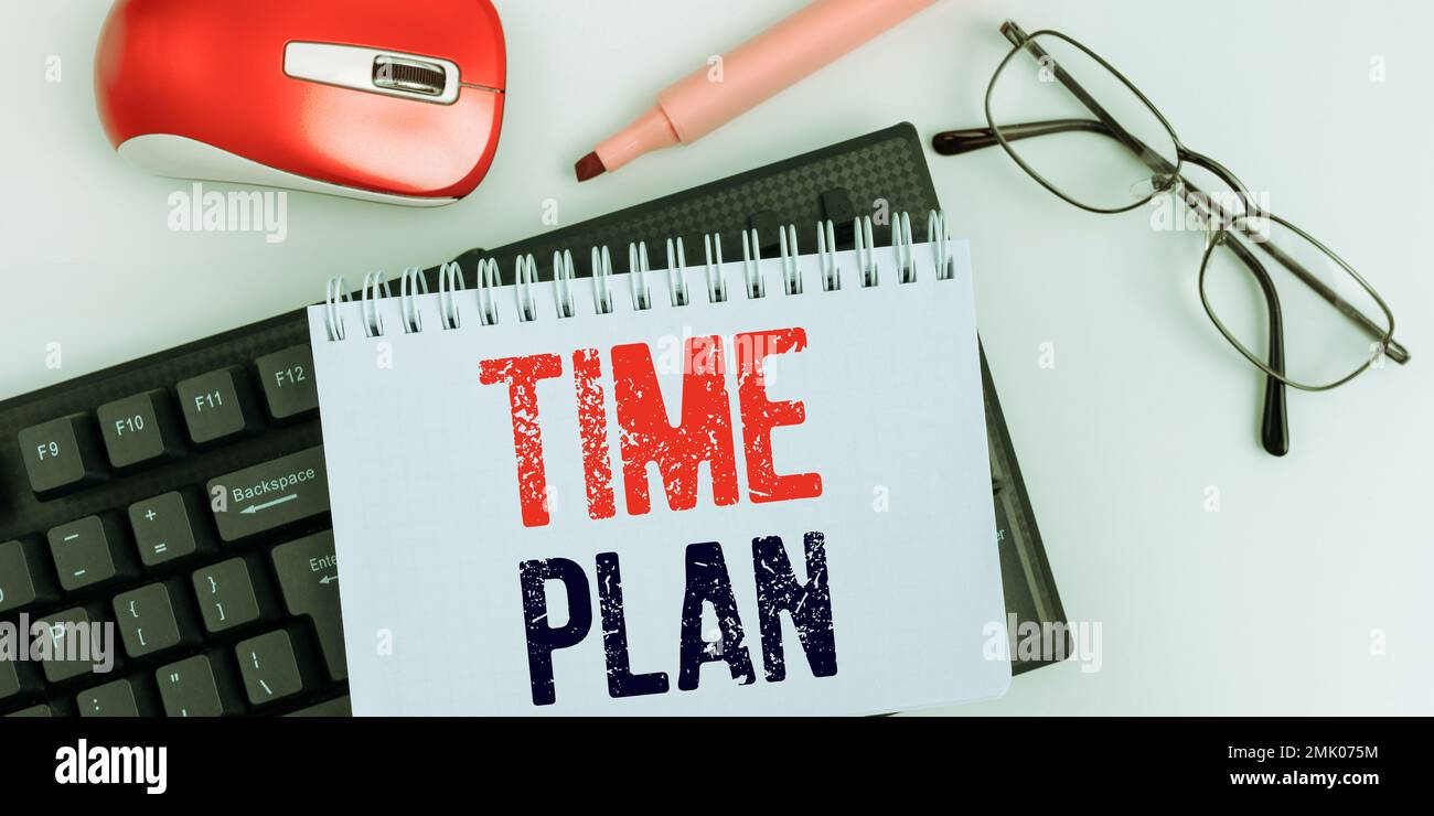 Text caption presenting Time Plan. Word for a system for paying for ...