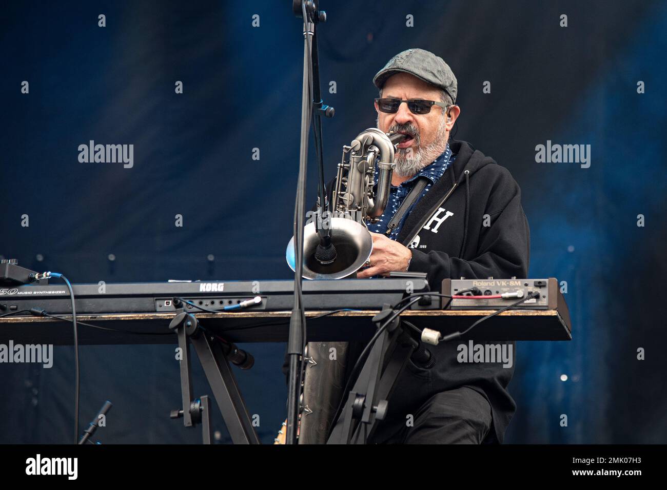Steve Berlin of Los Lobos seen at KAABOO Texas at AT&T Stadium on ...