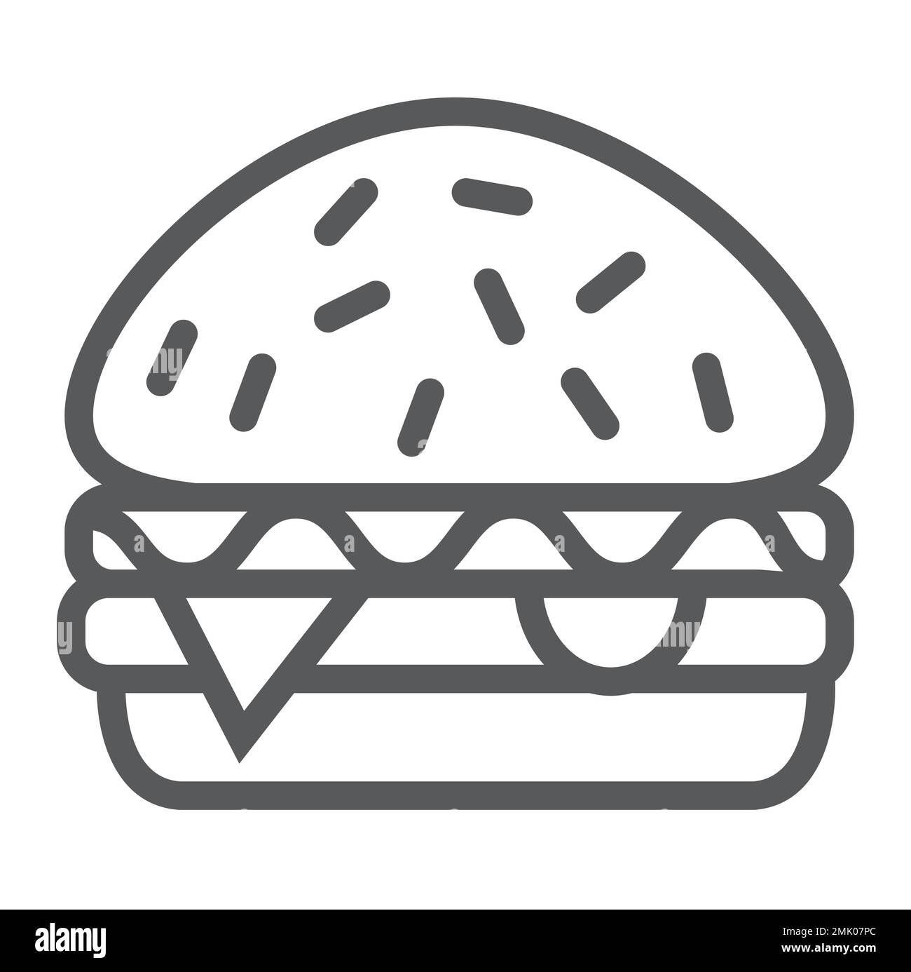 Burger line icon, food and meal, hamburger sign, vector graphics, a ...